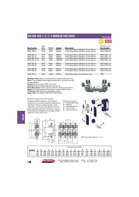 NH SIZE 1 / 2 / 3 / 4 MODULAR FUSE BASES FUSE 140 - Swe-Check