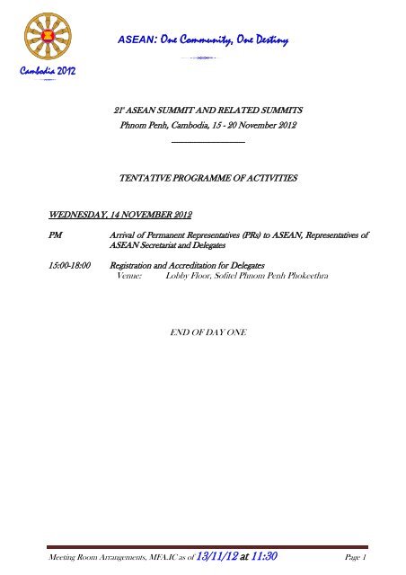 Tentative Programme of Activities