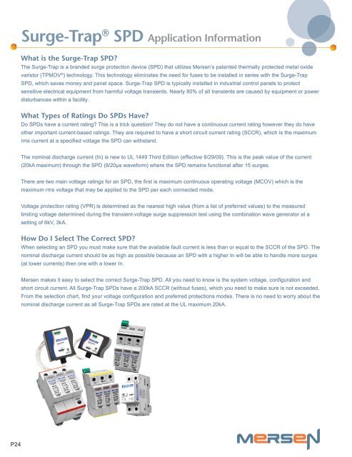 Surge-TrapÂ® SPD Application Information - Mersen