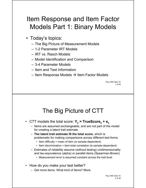 IRT and IFA Models Part 1