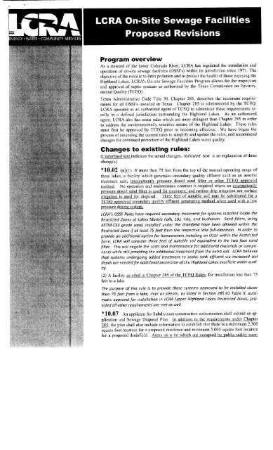 LCRA On-Site Sewage Facilities - Current