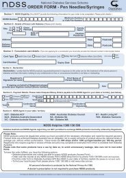 ORDER FORM - Pen Needles/Syringes - NDSS