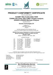 PRODUCT CONFORMITY CERTIFICATE - Sira Environmental