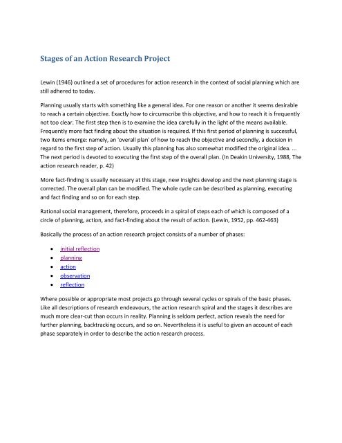 Stages of an Action Research Project