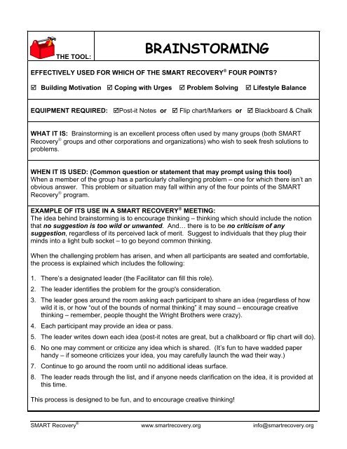 Brainstorming - SMART Recovery