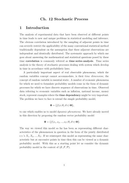 Ch. 12 Stochastic Process 1 Introduction