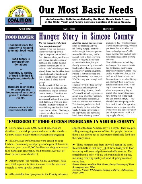 Our Most Basic Needs - Simcoe Community Services