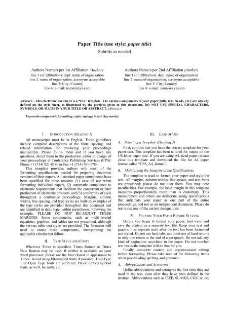 Paper Title (use style: paper title) - ijssst