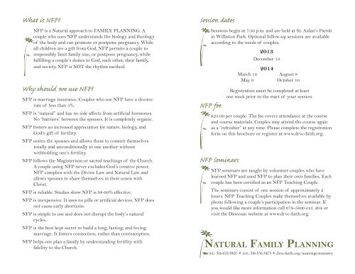 Natural Family Planning Brochure - Diocese of Rockville Centre