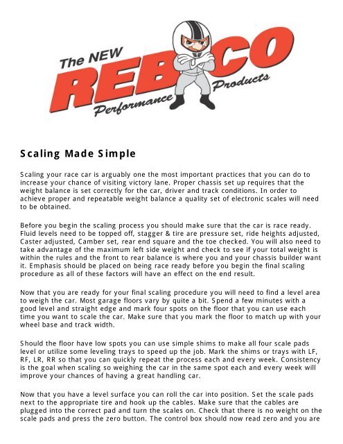 Printer friendly version - Rebco Performance Products