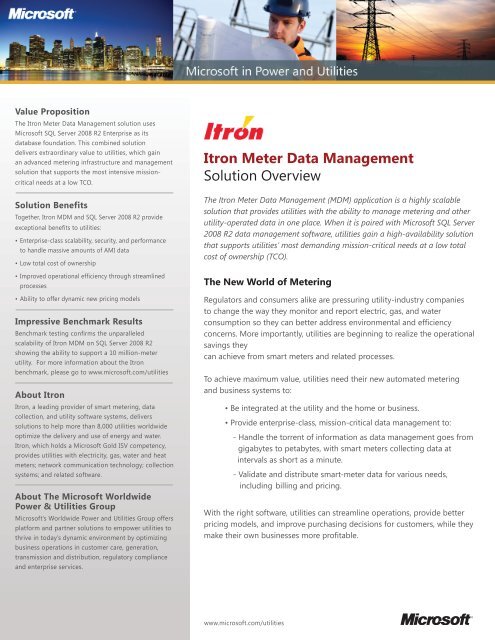 Itron Meter Data Management Solution Overview Itron Meter Data Management Solution Overview