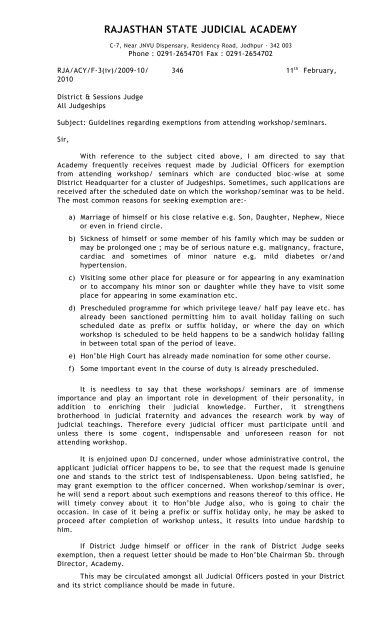 Guidelines to Grant Exemption.pdf - Rajasthan State Judicial Academy Guidelines to Grant Exemption.pdf - Rajasthan State Judicial Academy