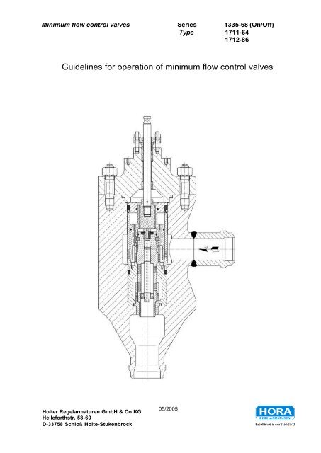 Guidelines for operation of minimum flow control valves - HORA