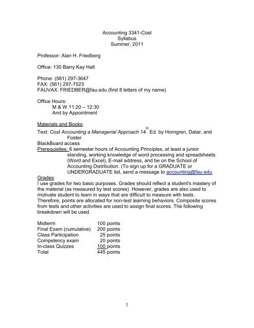 Friedberg, Alan - School of Accounting - Florida Atlantic University