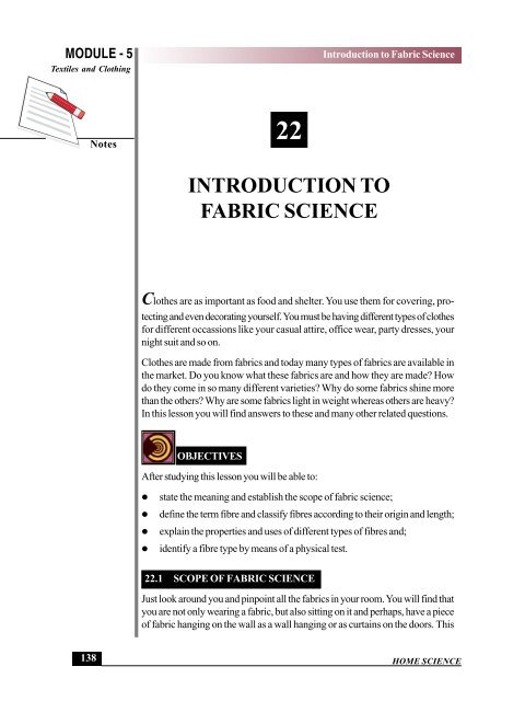 INTRODUCTION TO FABRIC SCIENCE