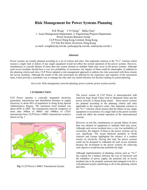 Risk Management for Power Systems Planning - International ...