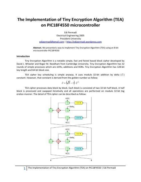 The Implementation Of Tiny Encryption Algorithm The Hardware
