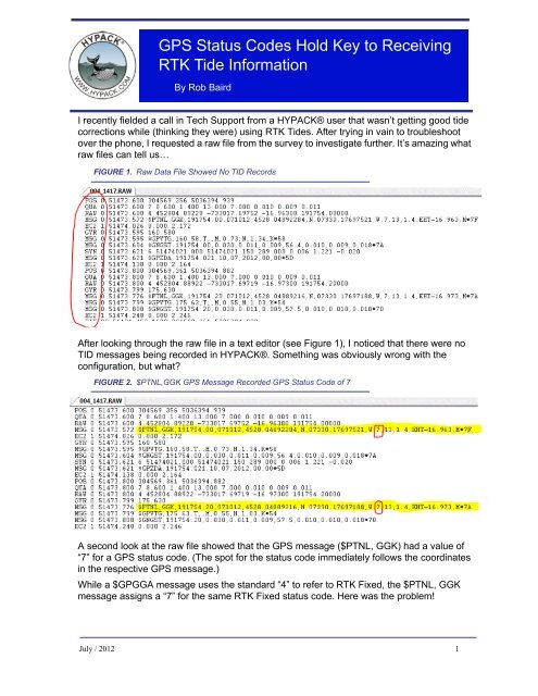 GPS Status Codes Hold Key to Receiving RTK Tide ... - Hypack