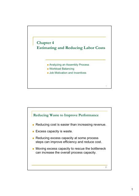 Chapter 4 Estimating and Reducing Labor Costs