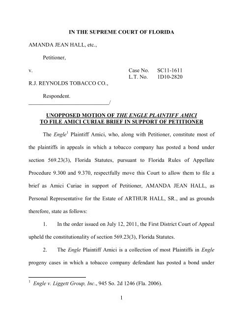 SC11-1611 Notice of intent to file amicus - Florida Supreme Court