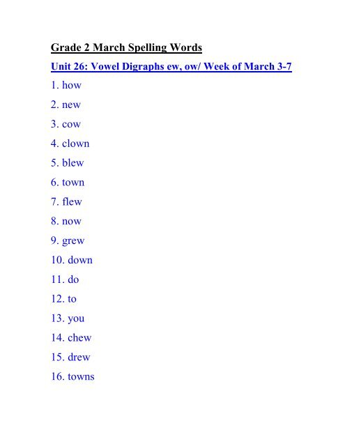 Grade 2 Spelling Words March[1]