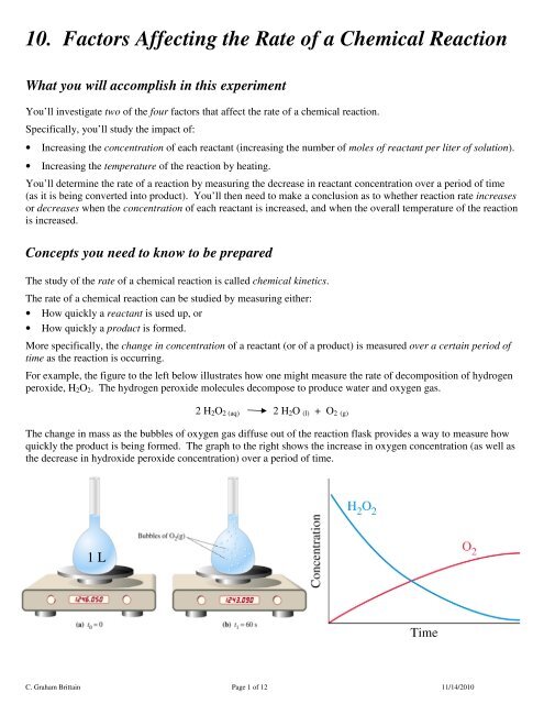 Report Sheet 10: Factors Affecting the Rate of a Chemical Reaction