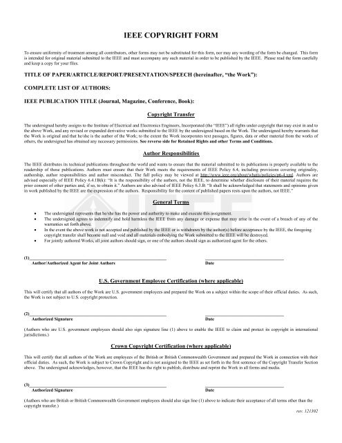IEEE Copyright Form