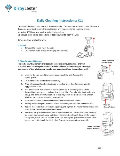 Daily Cleaning Instructions: KL1 - Kirby Lester