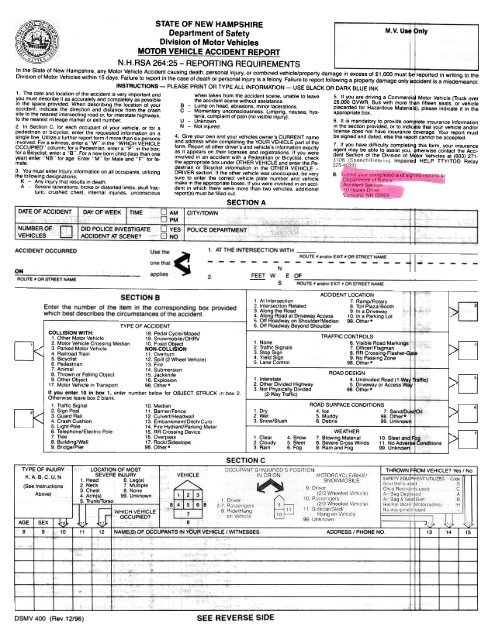 NH State Accident Report (pdf) - Town Of Atkinson