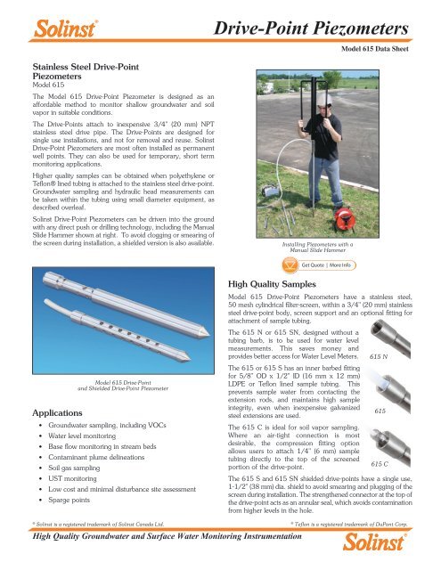 Solinst 615 Drive-Point Piezometers