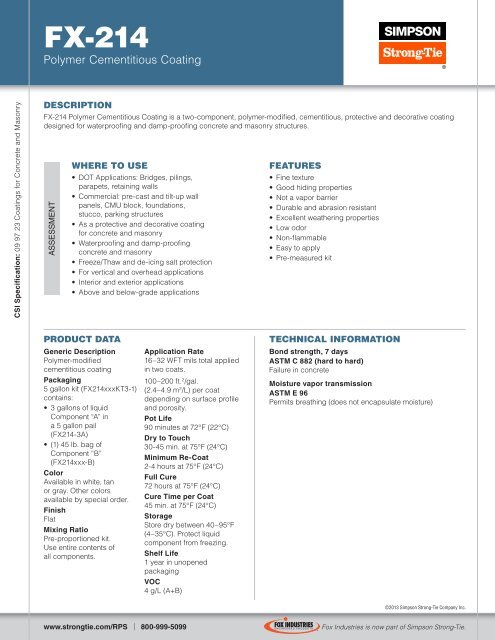 Technical Data Sheet - Simpson Strong-Tie