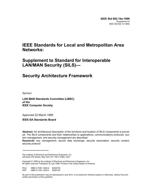 IEEE Standards for Local and Metropolitan Area Networks ...