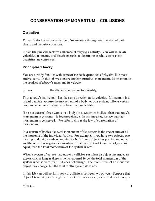 Conservation Of Momentum Lab Answers