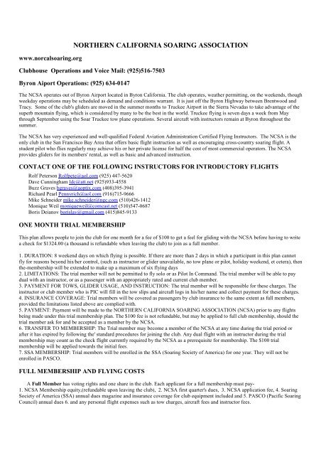 NORTHERN CALIFORNIA SOARING ASSOCIATION