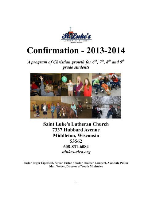 Download the 2013-2014 Confirmation Info Booklet Here - St. Luke's ...