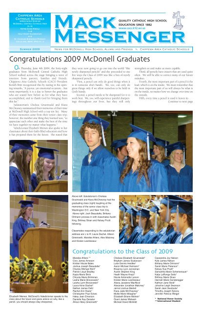 Congratulations 2009 McDonell Graduates - McDonell Area ...