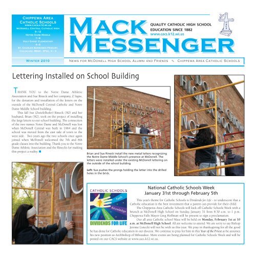 Lettering Installed on School Building - McDonell Area Catholic ...