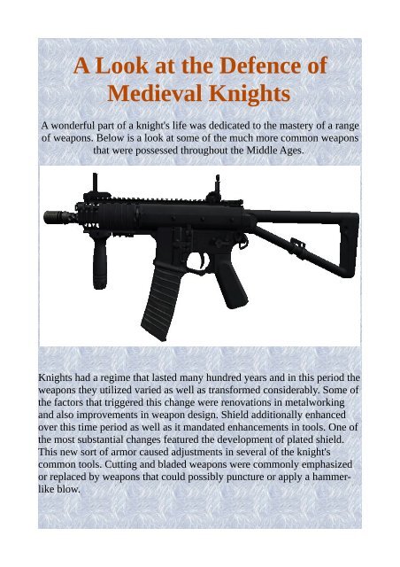 A Look at the Defence of Medieval Knights
