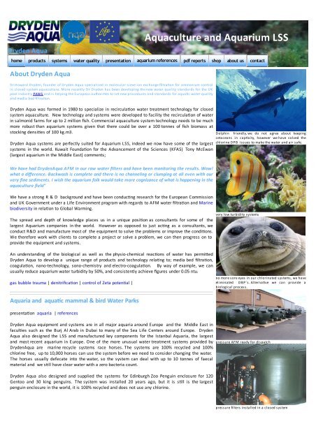 Aquaculture and Aquarium LSS - Dryden Aqua Ltd
