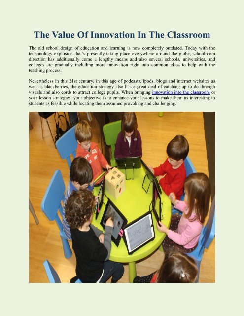 The Value Of Innovation In The Classroom