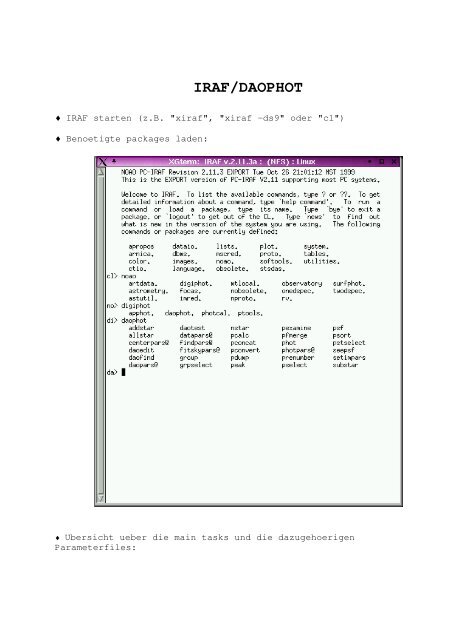 Iraf Daophot Photometry Simple Steps Batc Home Page