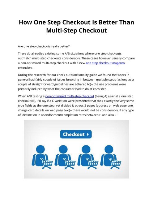 How One Step Checkout Is Better Than Multi-Step Checkout