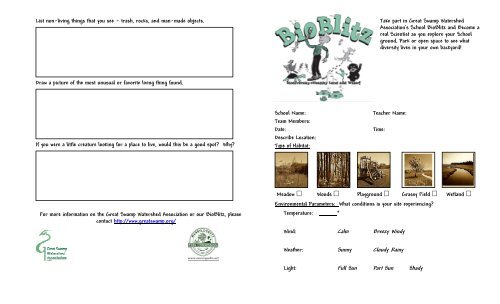 K-5 Worksheet - Great Swamp Watershed Association