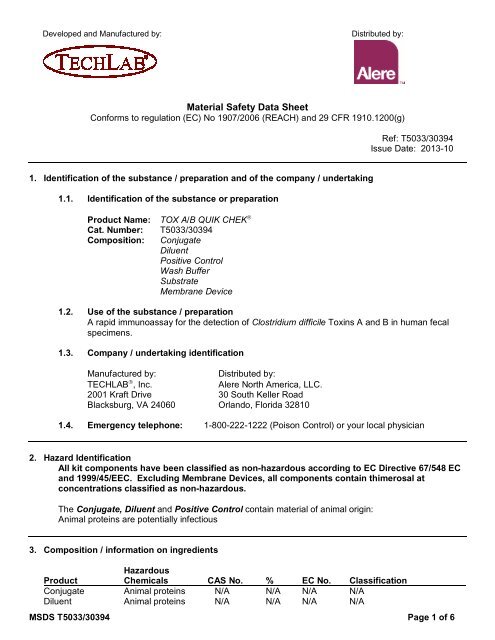 Material Safety Data Sheet - TechLab