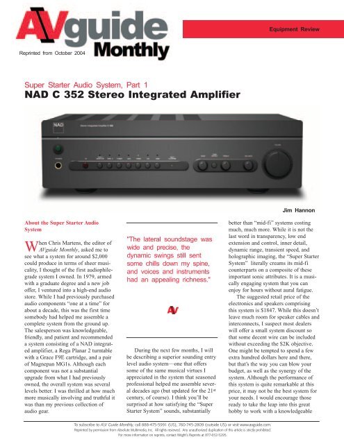 Nad c352 integrated stereo amplifier