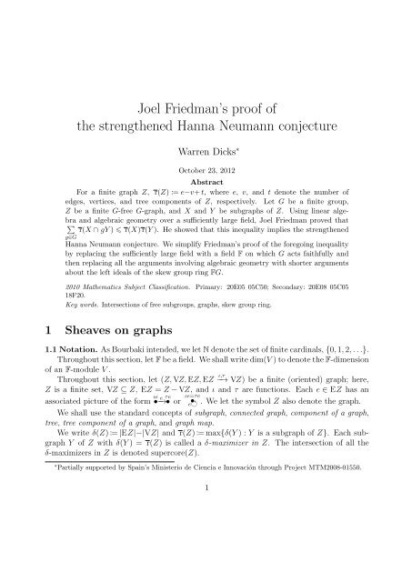 Joel Friedman's proof of the strengthened Hanna Neumann conjecture