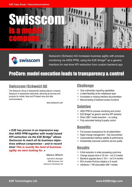 E2E Bridge - Swisscom ProCore Case Study - UML