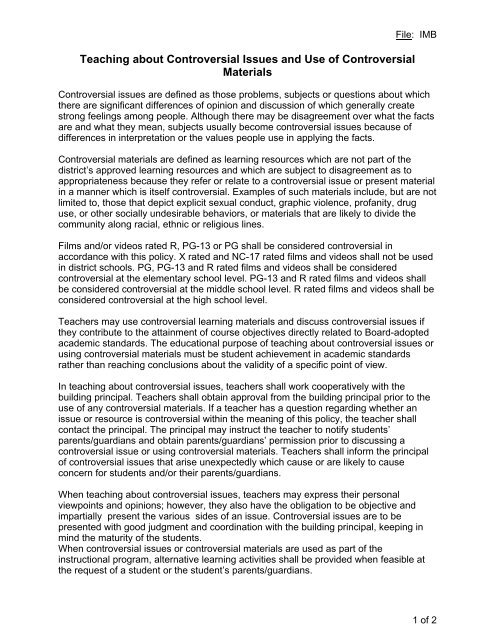 Teaching about Controversial Issues and Use of Controversial ...