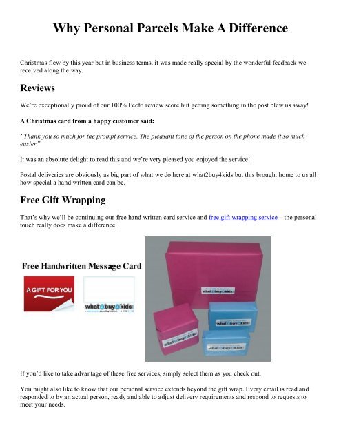 Why Personal Parcels Make A Difference