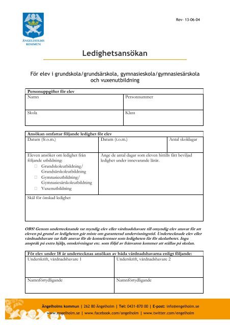 Ansökan om ledighet - Ängelholms kommun